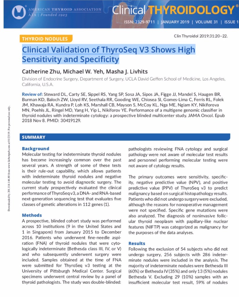 Clinical Validation of ThyroSeq V3 Shows High Sensitivity and ...