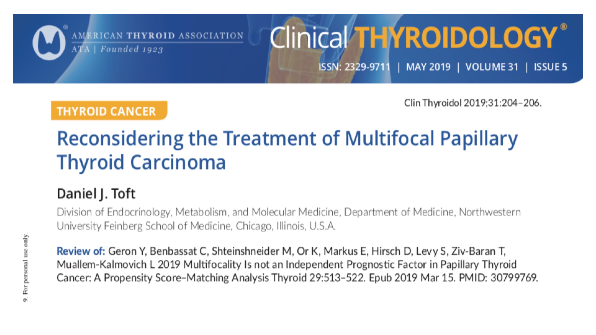 Reconsidering the Treatment of Multifocal Papillary Thyroid Carcinoma ...