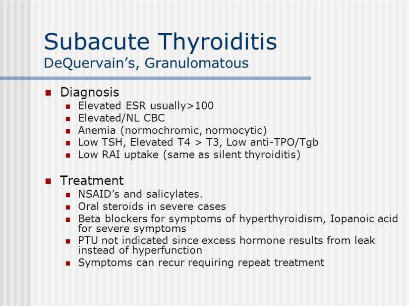 Subacute Thyroiditis / De Quervain’s Thyroiditis (Part II) – Rodrigo ...