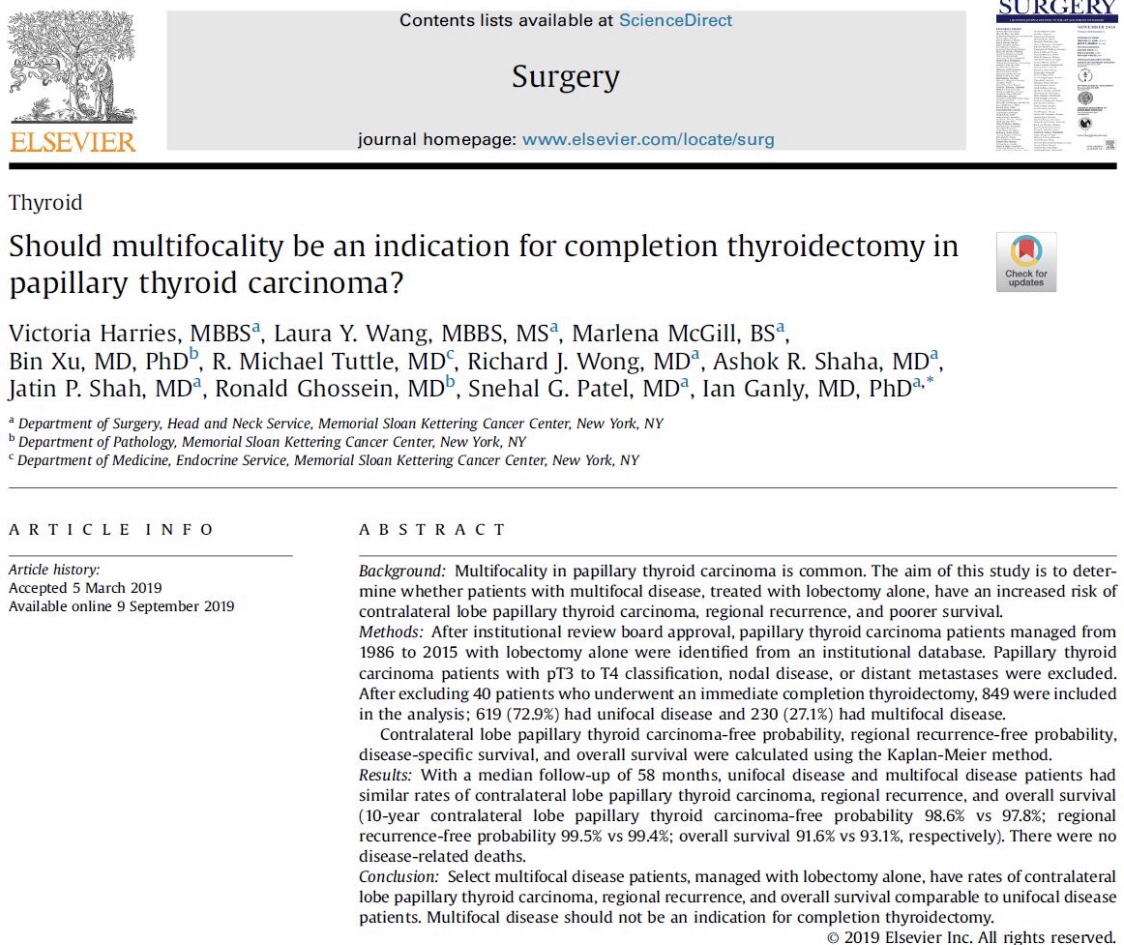 Multifocal Papillary Thyroid Cancer – Rodrigo Arrangoiz MS, MD, FACS, FSSO
